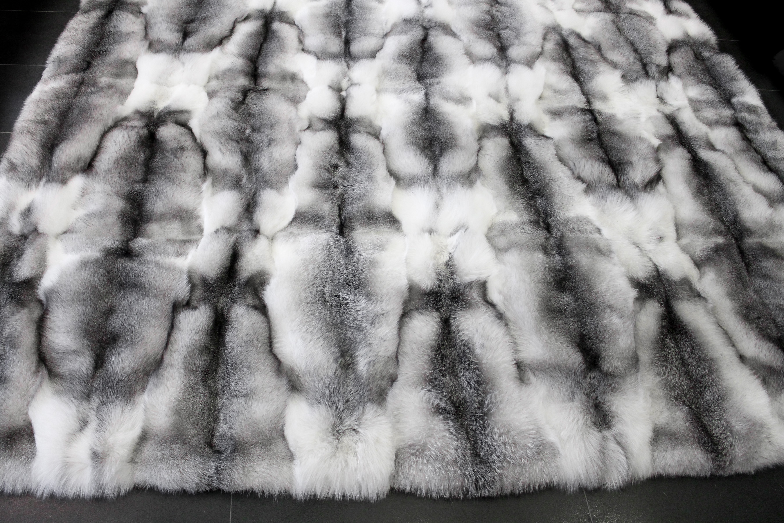 Real Fur Carpet made with Shadow Bluefrost Foxes
