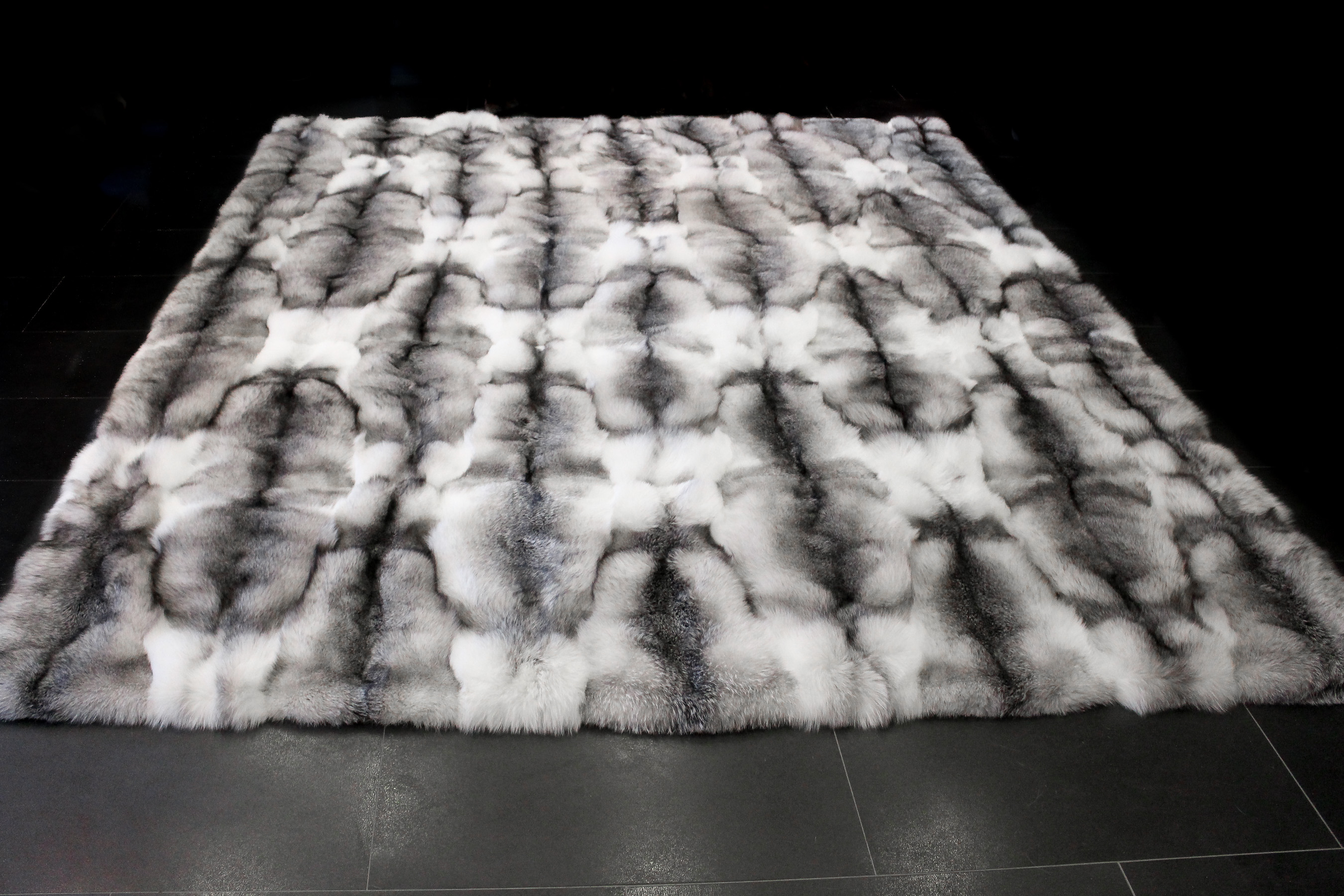 Real Fur Carpet made with Shadow Bluefrost Foxes