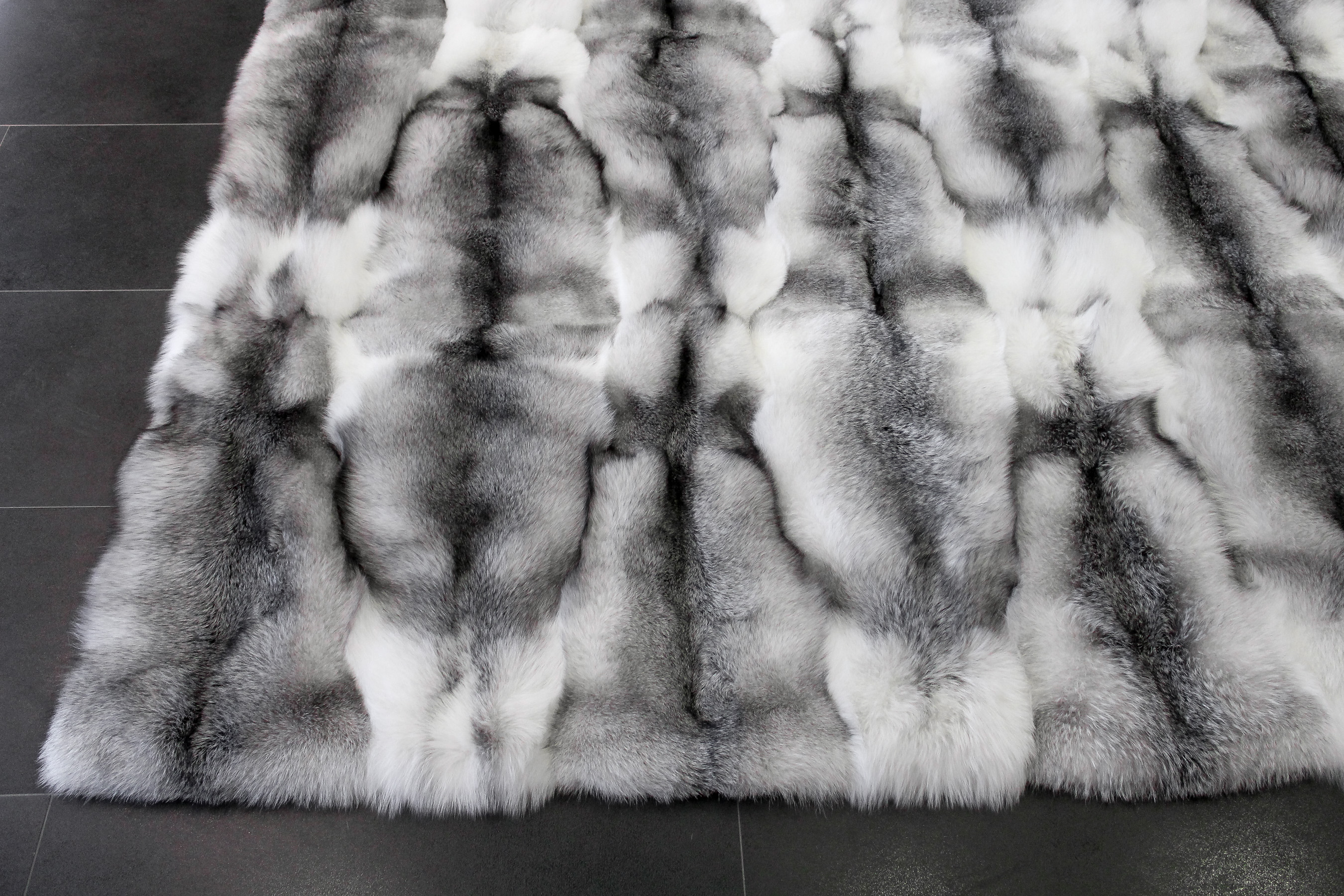 Real Fur Carpet made with Shadow Bluefrost Foxes