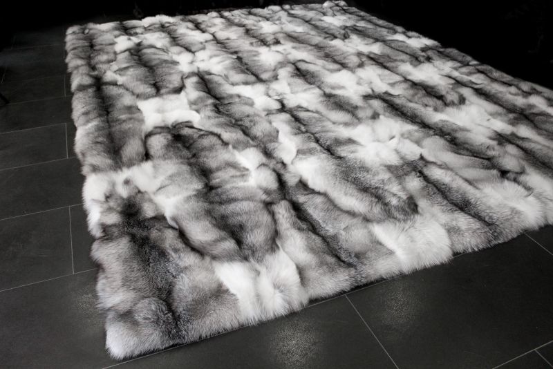 Real Fur Carpet made with Shadow Bluefrost Foxes