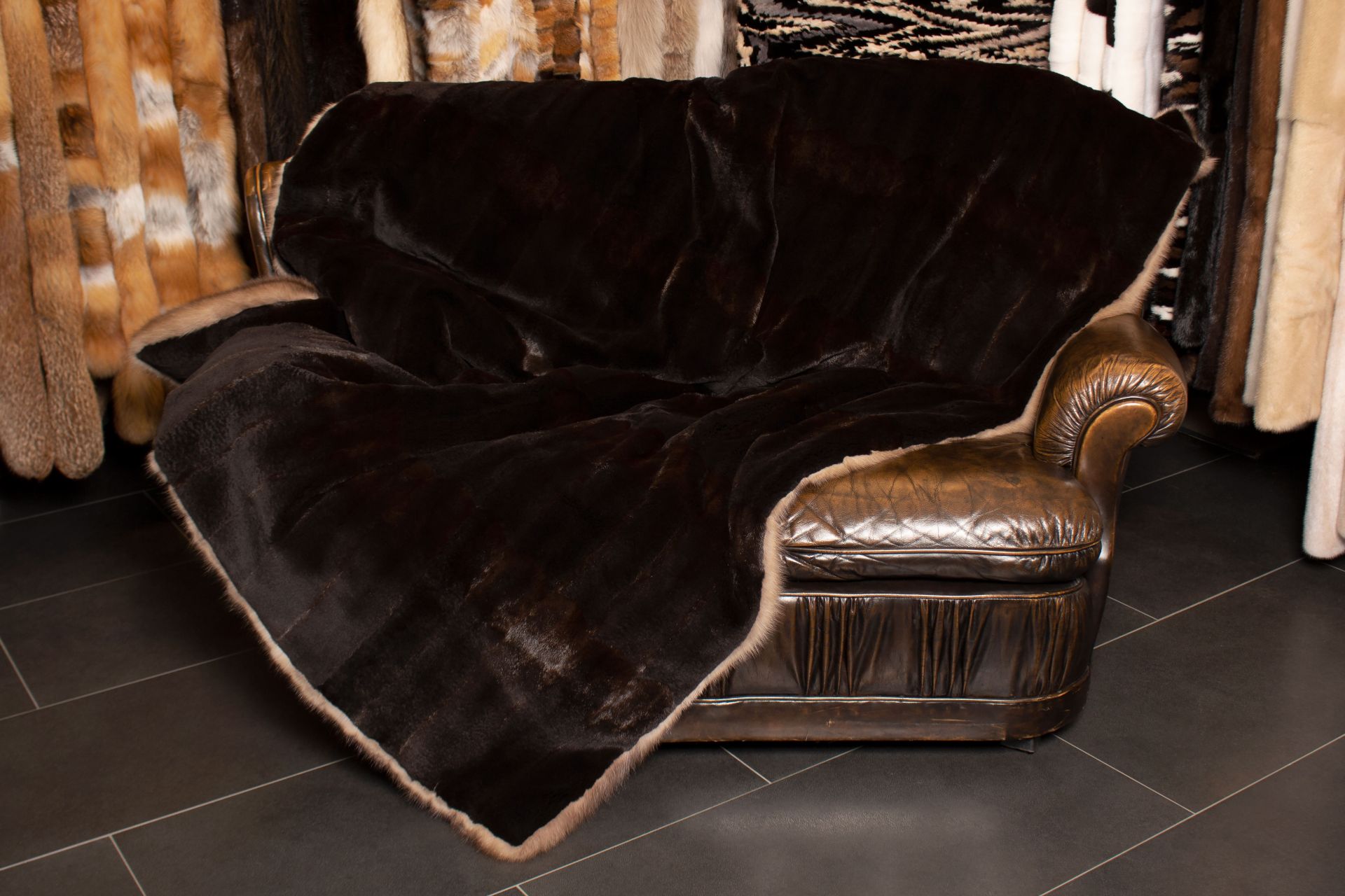 Exclusive Tortora Sable Fur Throw with Kolinsky Lining