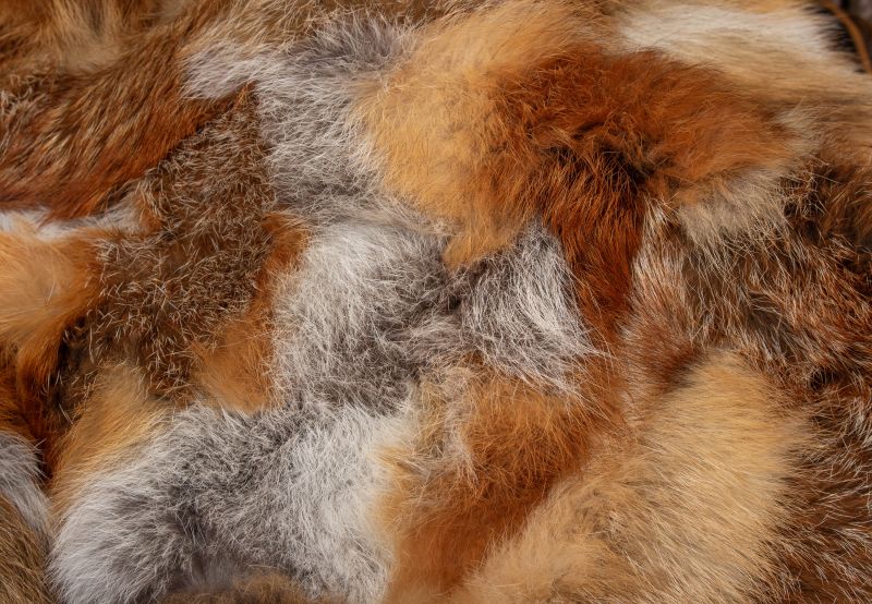 Elegant red fox fur blanket with an extravagant design
