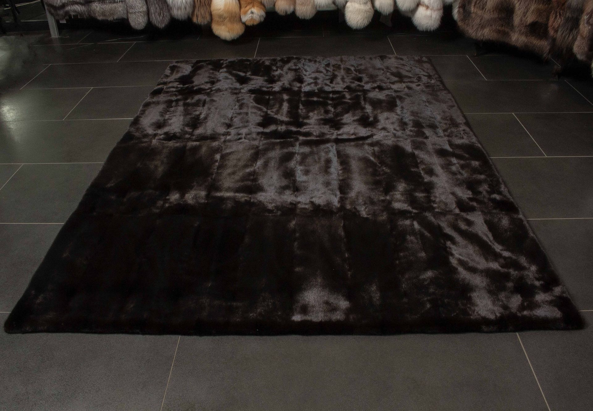 Black Mink Fur Carpet - Luxury and Elegance for Your Home