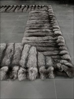 SAGA Silver Fox Fur bedside rug - Natural