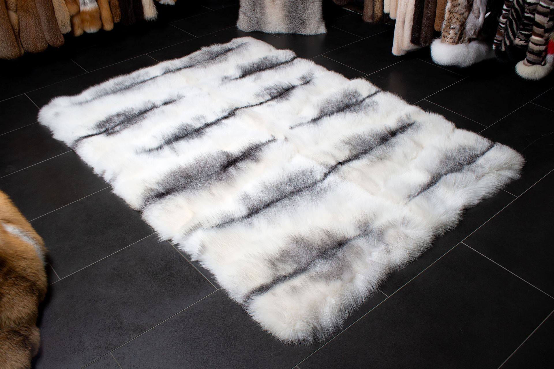 Shadow Blue Frost Fox Fur Rug - Genuine Fur