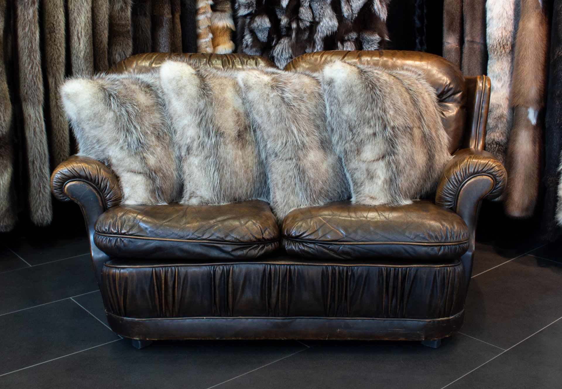 American Opossum Fur Pillow | Master Furrier | Real Fur