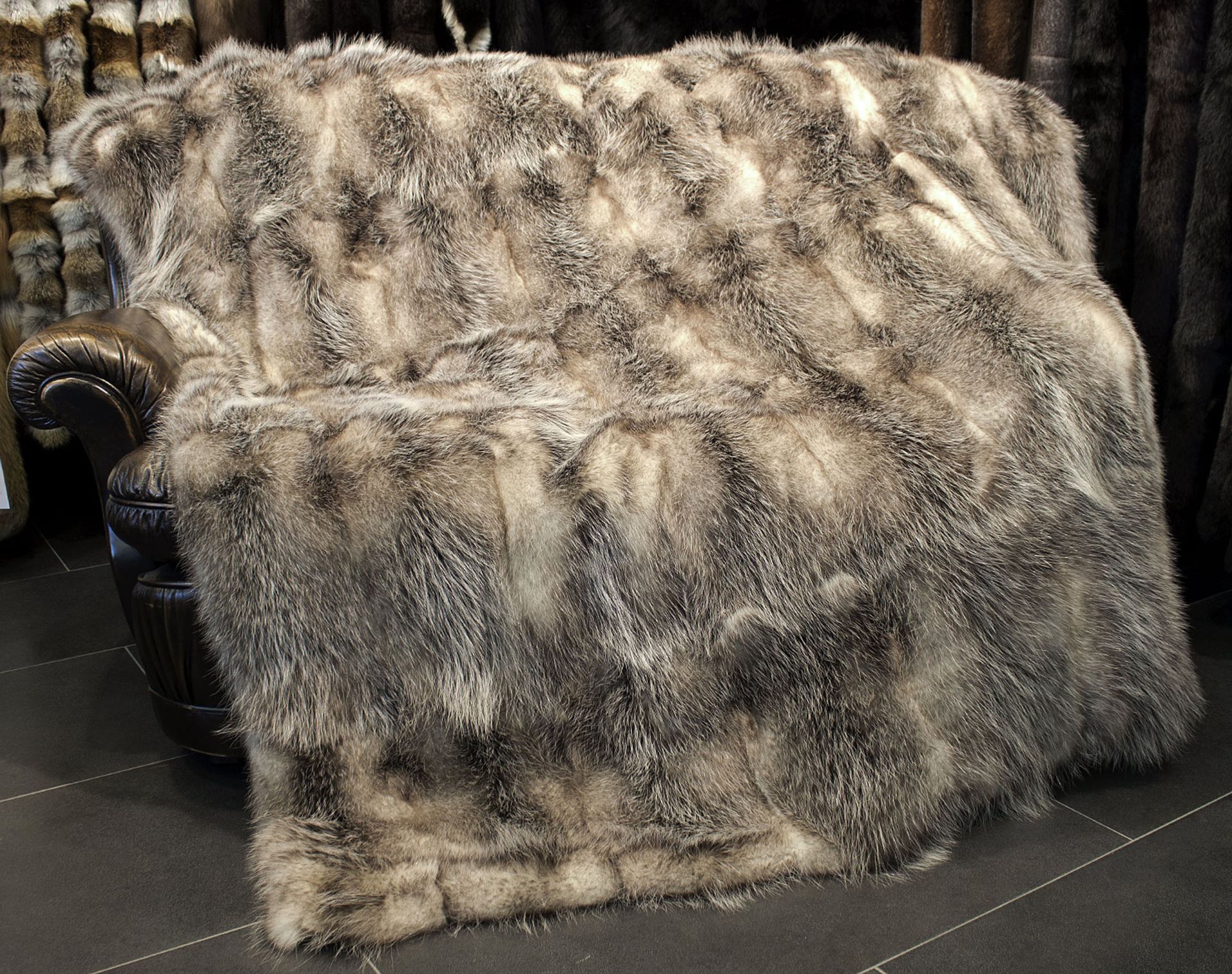 Natural Opossum Fur Blankets made with Real Fur