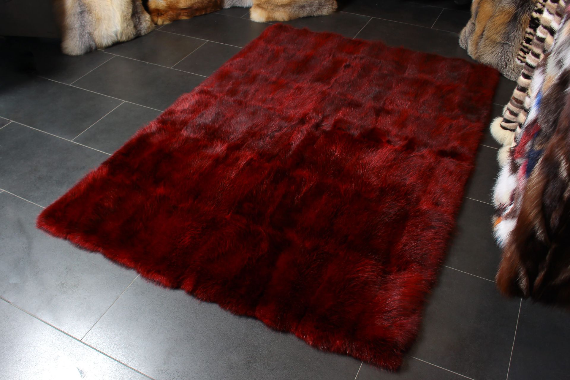 Decorative Possum Real Fur Floor Rug - Natural Fur