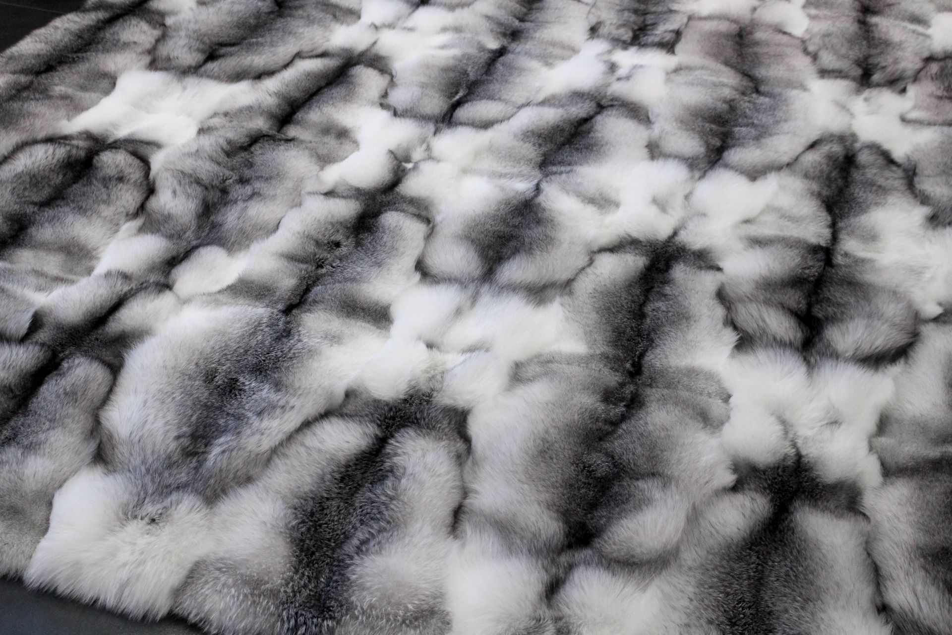 Real Fur Carpet made with Shadow Bluefrost Foxes