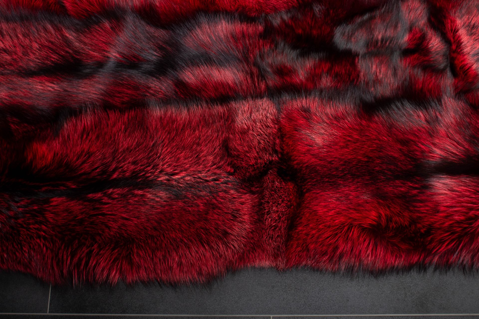 Luxurious Ferrari Red Silver Fox Fur Rug