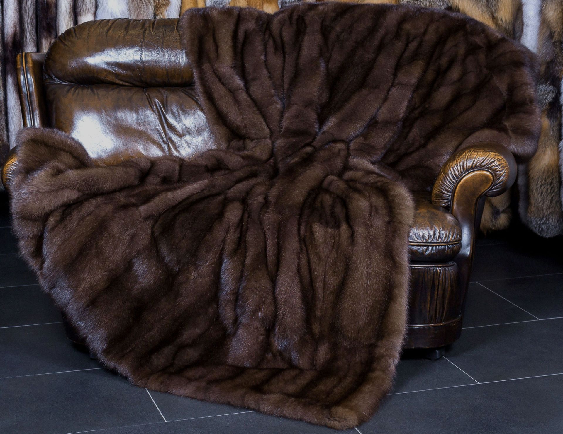 Russian Sable Fur Blanket Titanio