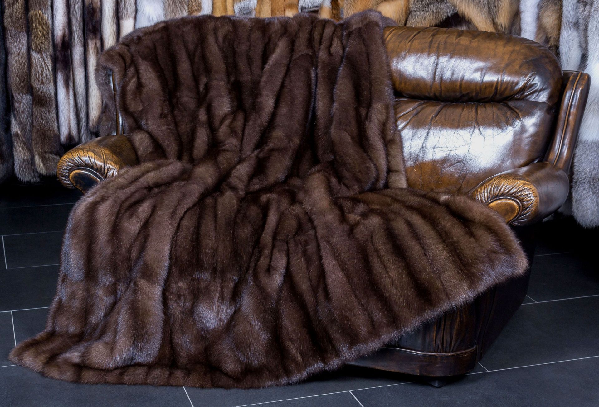 Russian Sable Fur Blanket Titanio
