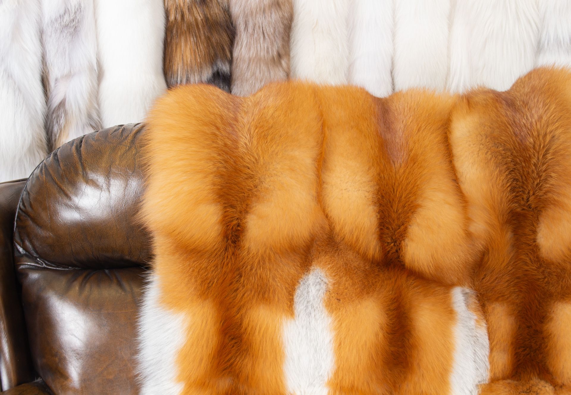 Rustical Canadian Red Fox Fur Plaid - 100% Genuine Fur