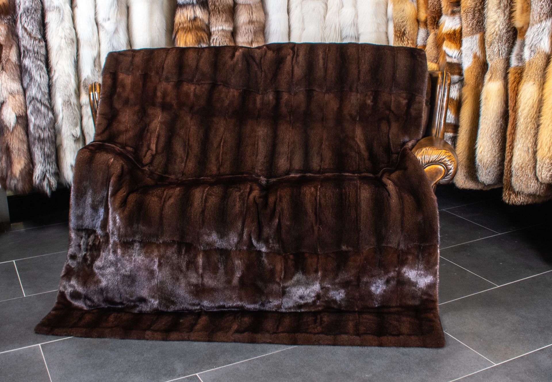 Noble Mahogany Mink Fur Blanket